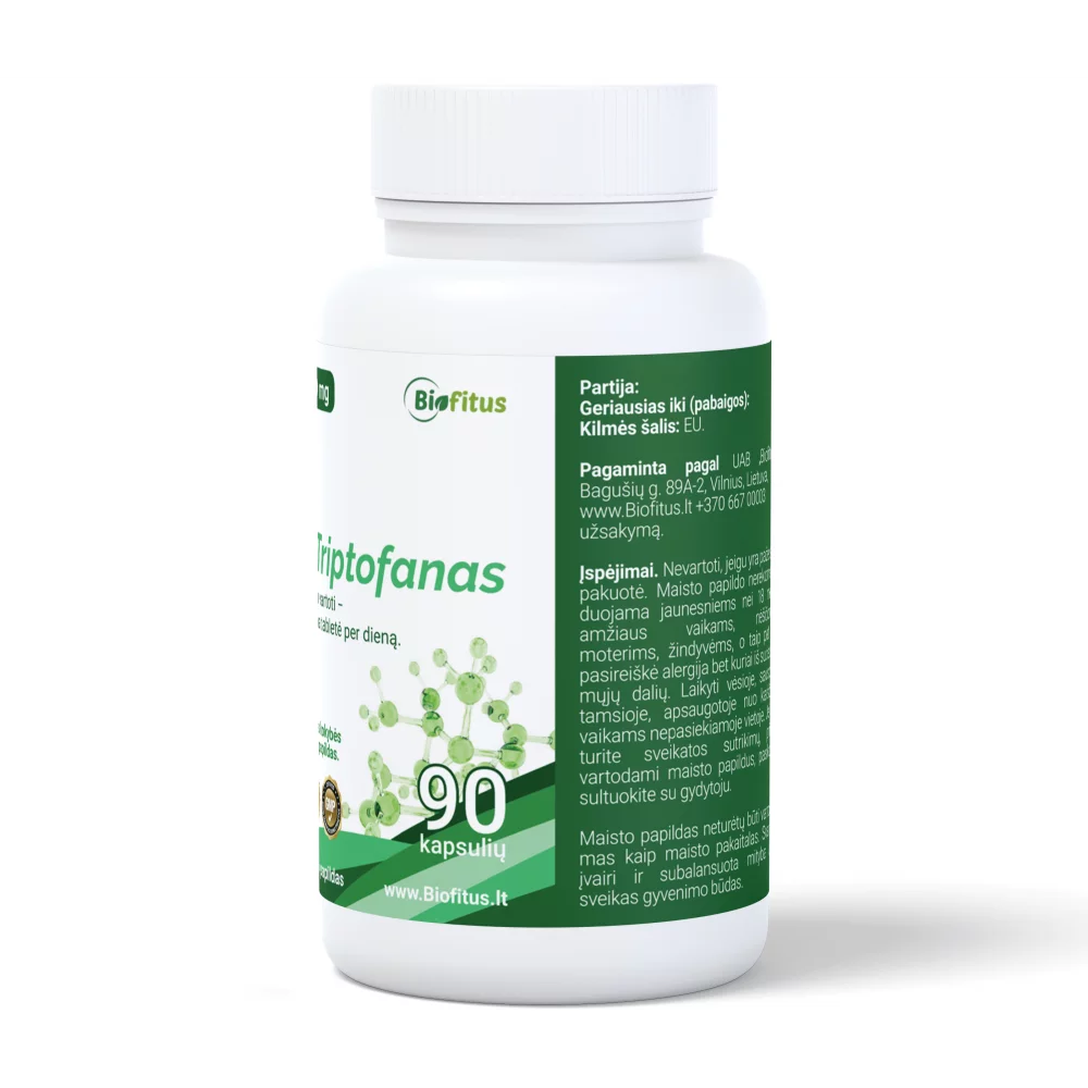 Triptofanas 500 mg Nemokamas siuntimas | Biofitus